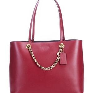 Coach | Bags | Coach Signature Chain Leather Medium Tote Bag | Poshmark